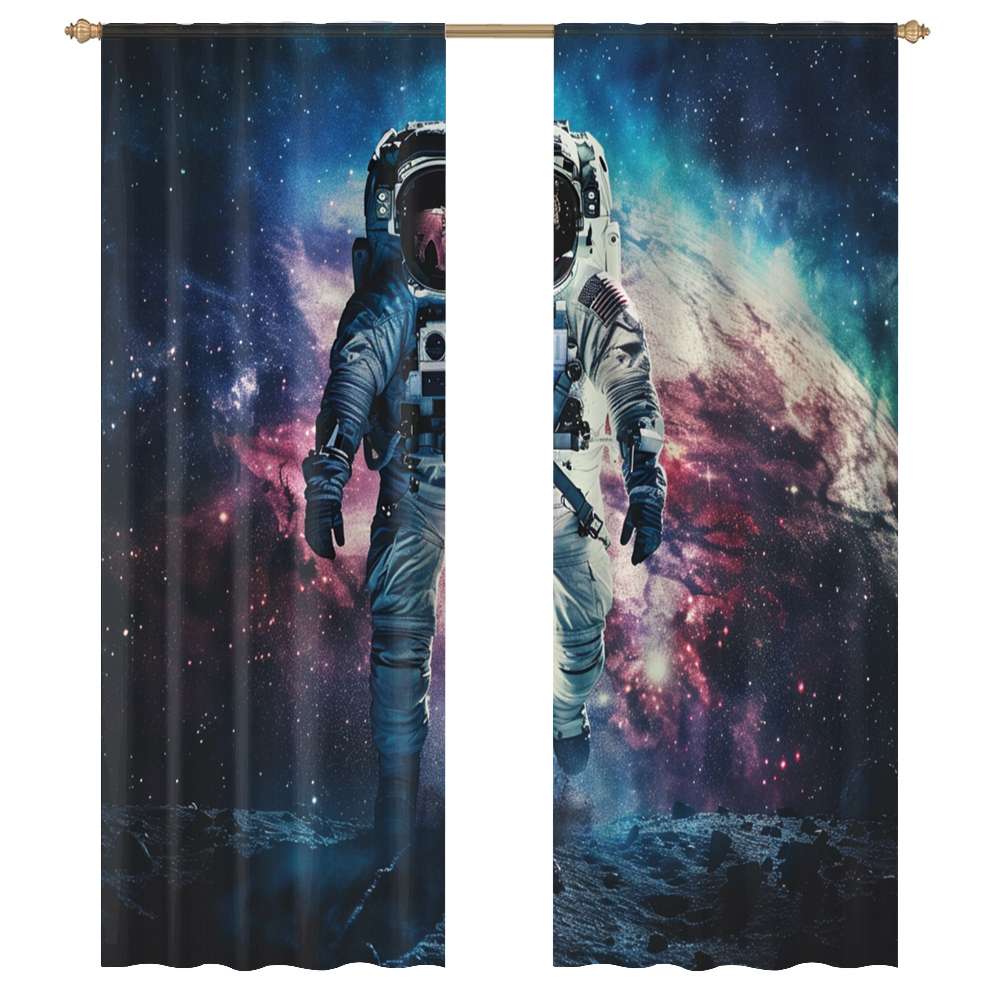 Astronaut Space Odyssey Sheer Voile Curtain Window Tulle Curtains For ...
