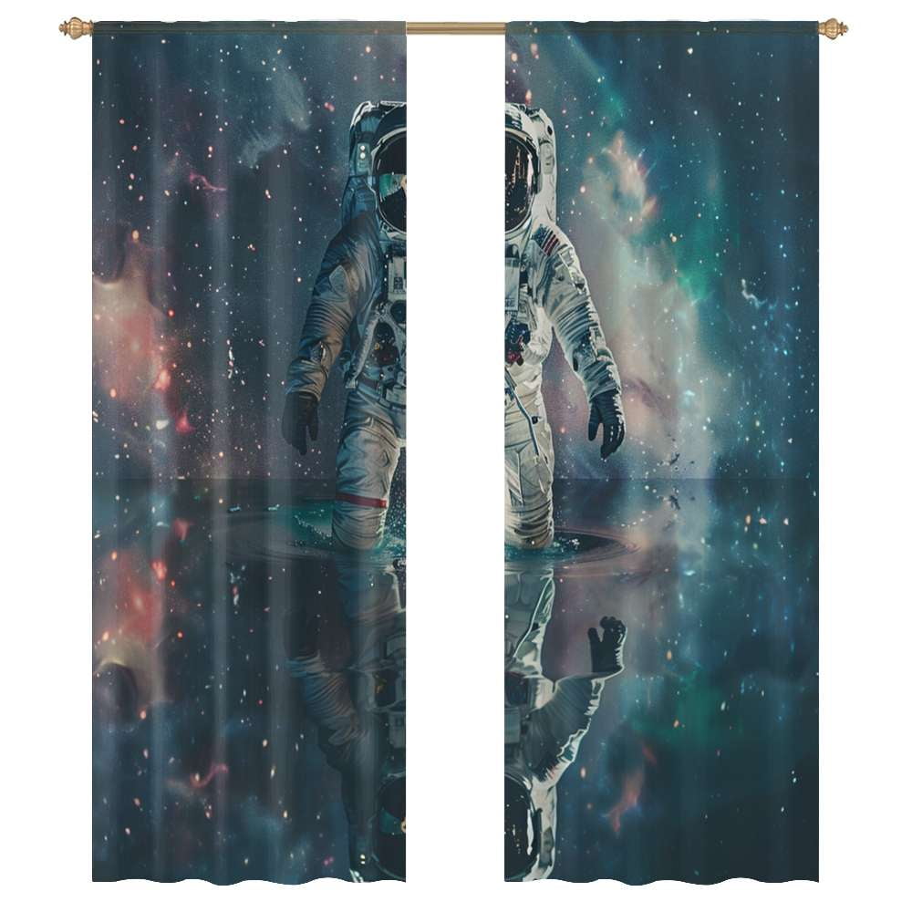 Astronaut Space Odyssey Sheer Window Curtains for Living Room Kitchen ...