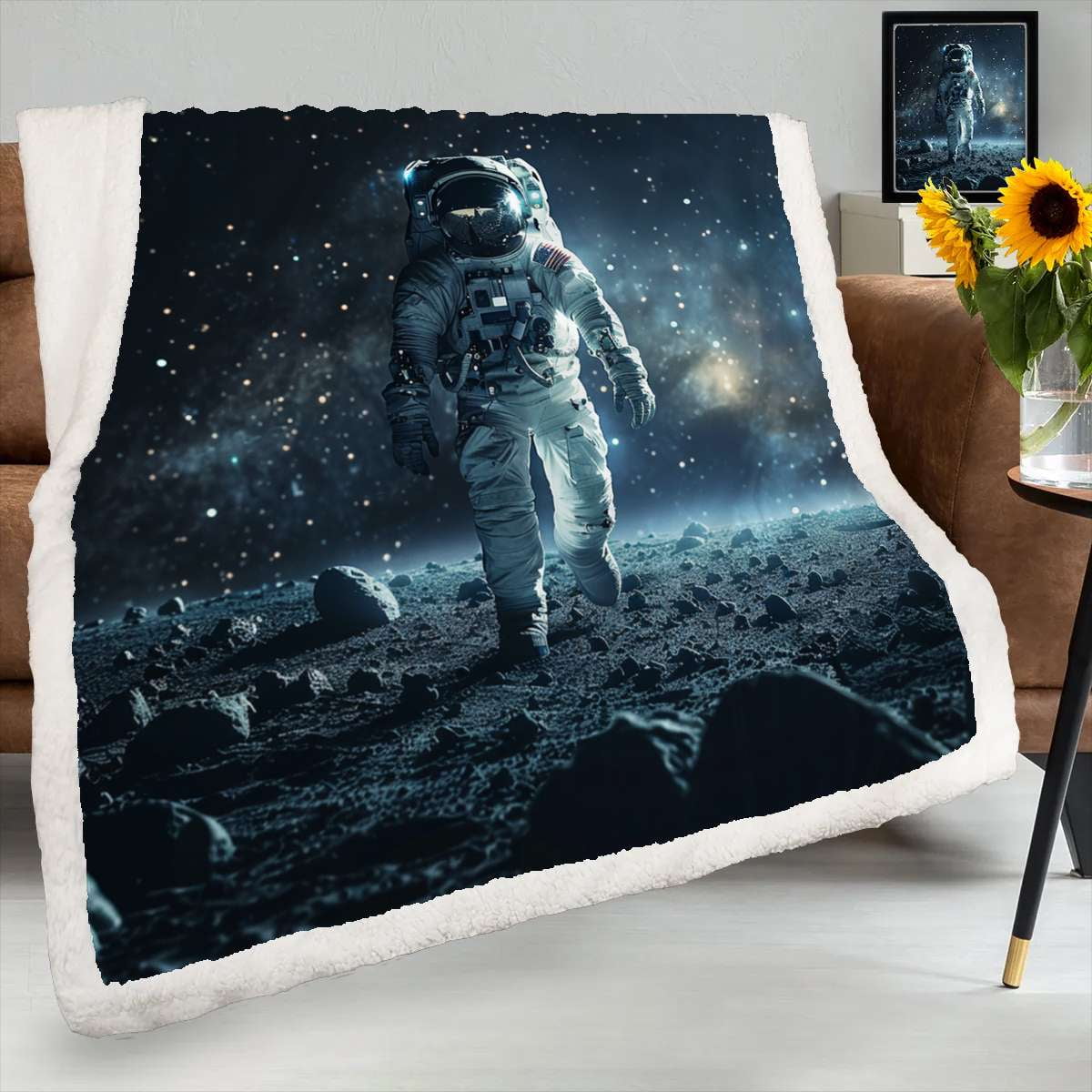 Astronaut Space Odyssey Sherpa Blanket Throw Blanket For Bed Chair Sofa ...