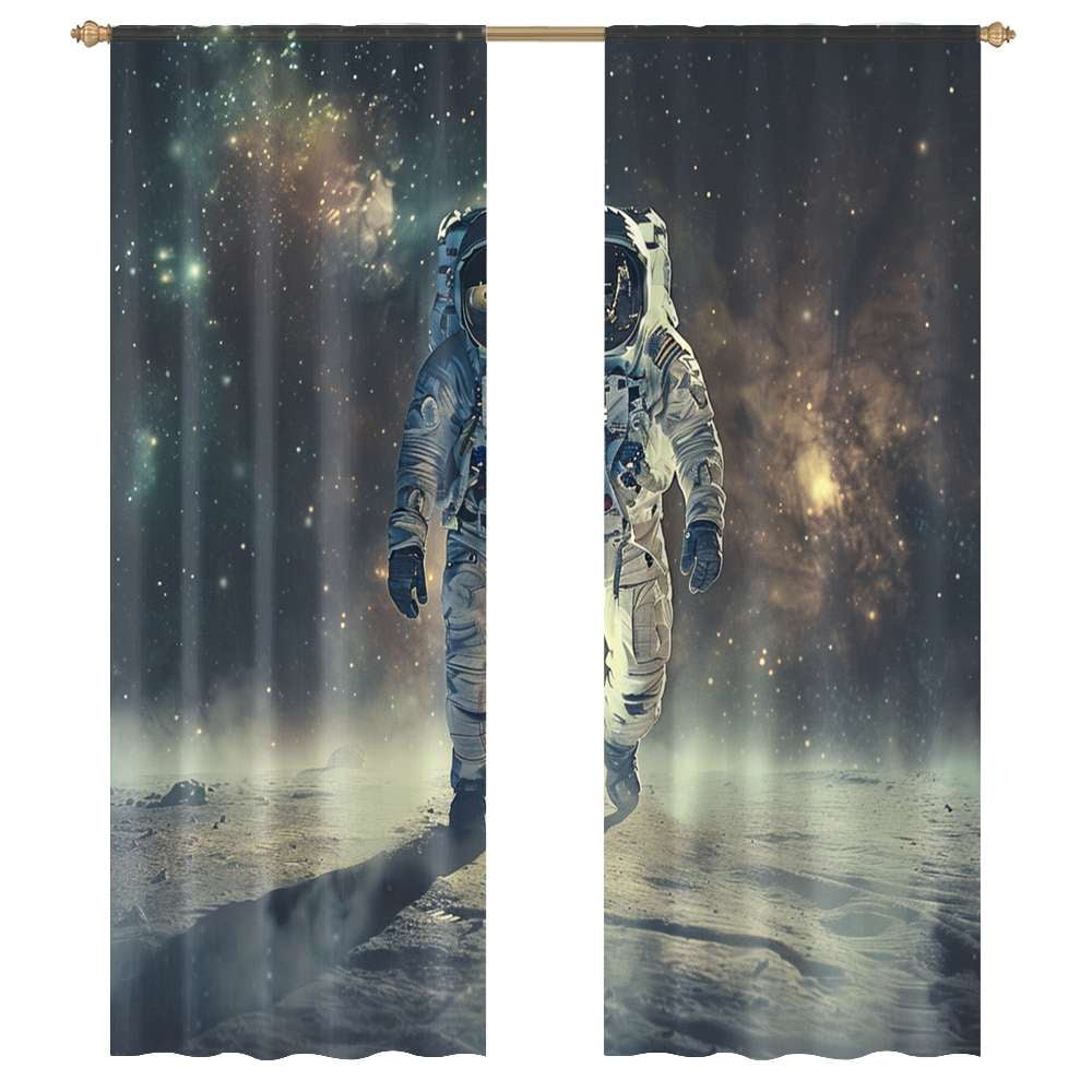 Astronaut Space Odyssey Tulle Curtains For Living Room Chiffon Sheer ...