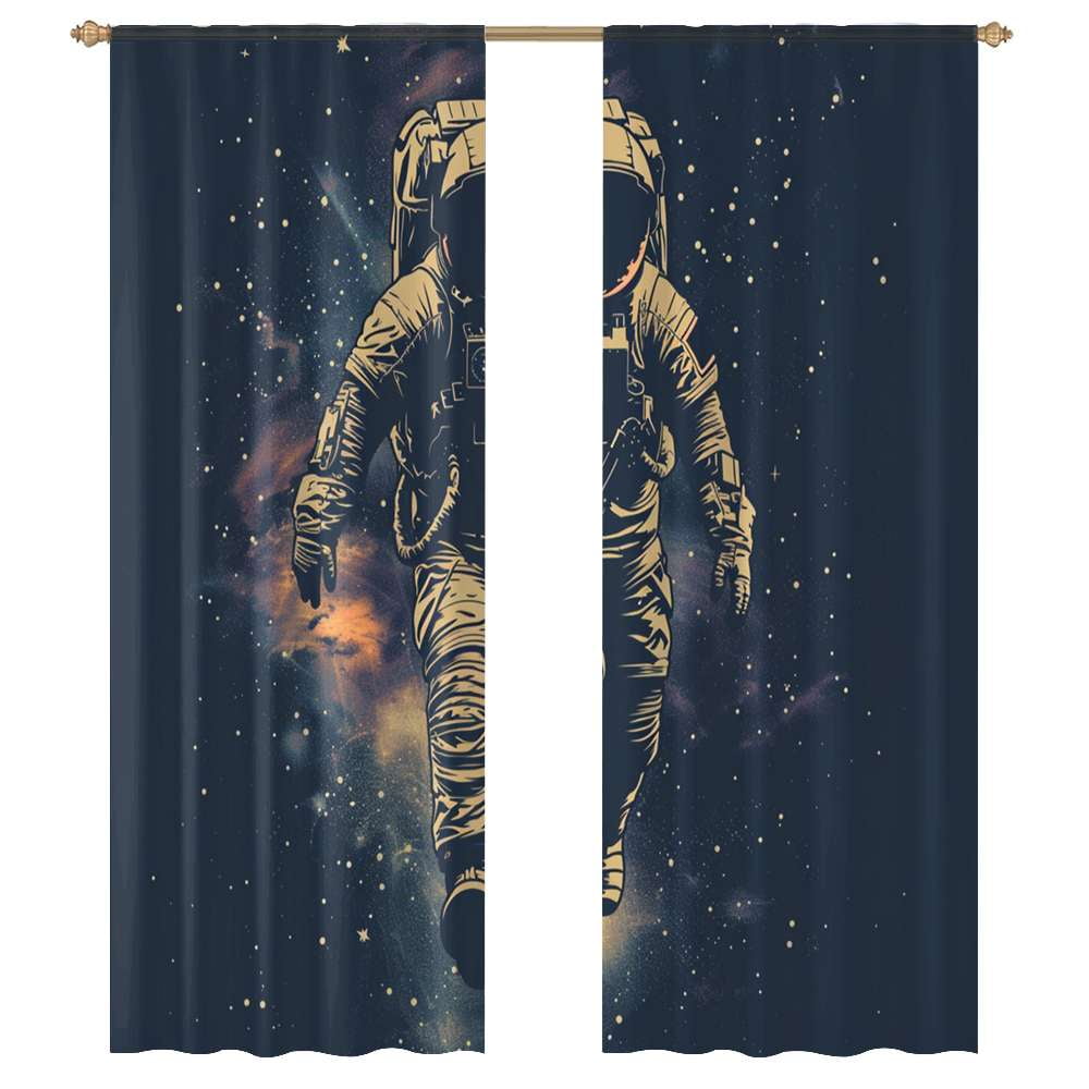 Astronaut Space Odyssey Tulle Curtains For Living Room Chiffon Sheer ...