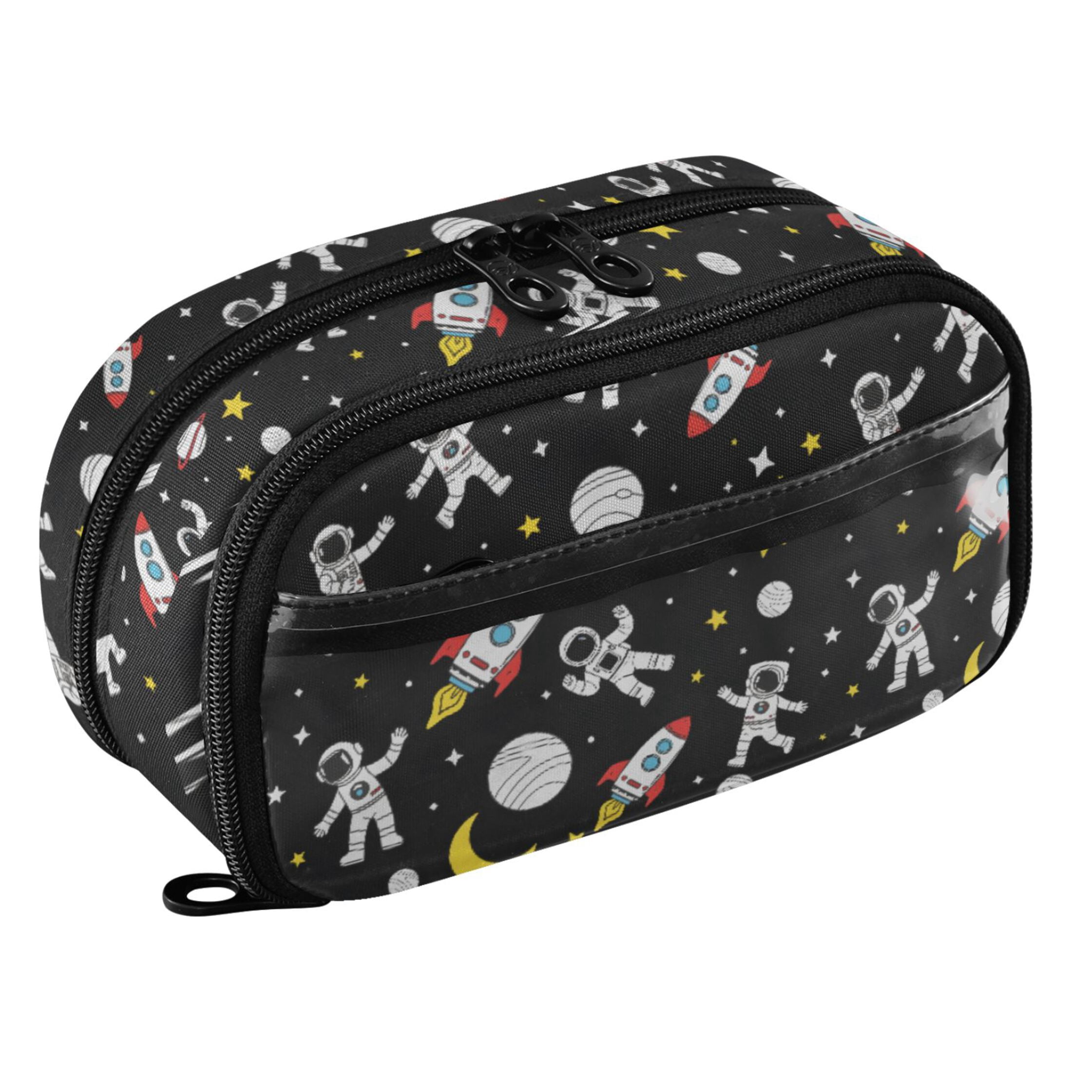 Astronaut Space Pattern PVC Pencil Case Water-Repellent Clear Window ...