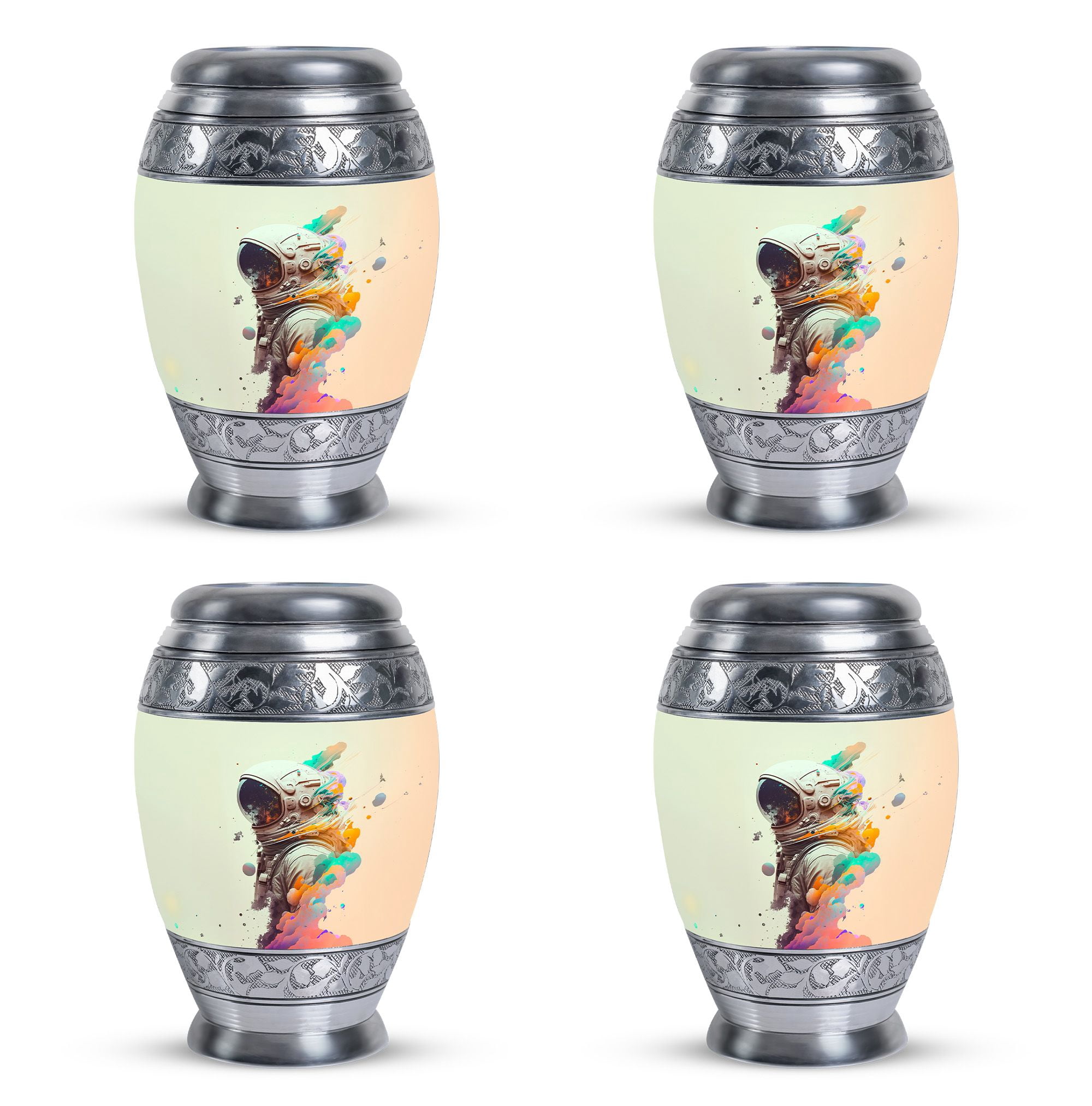 Astronaut Space Pink Sky Sunset View - Set Of 4 Keepsake Urns - Small ...