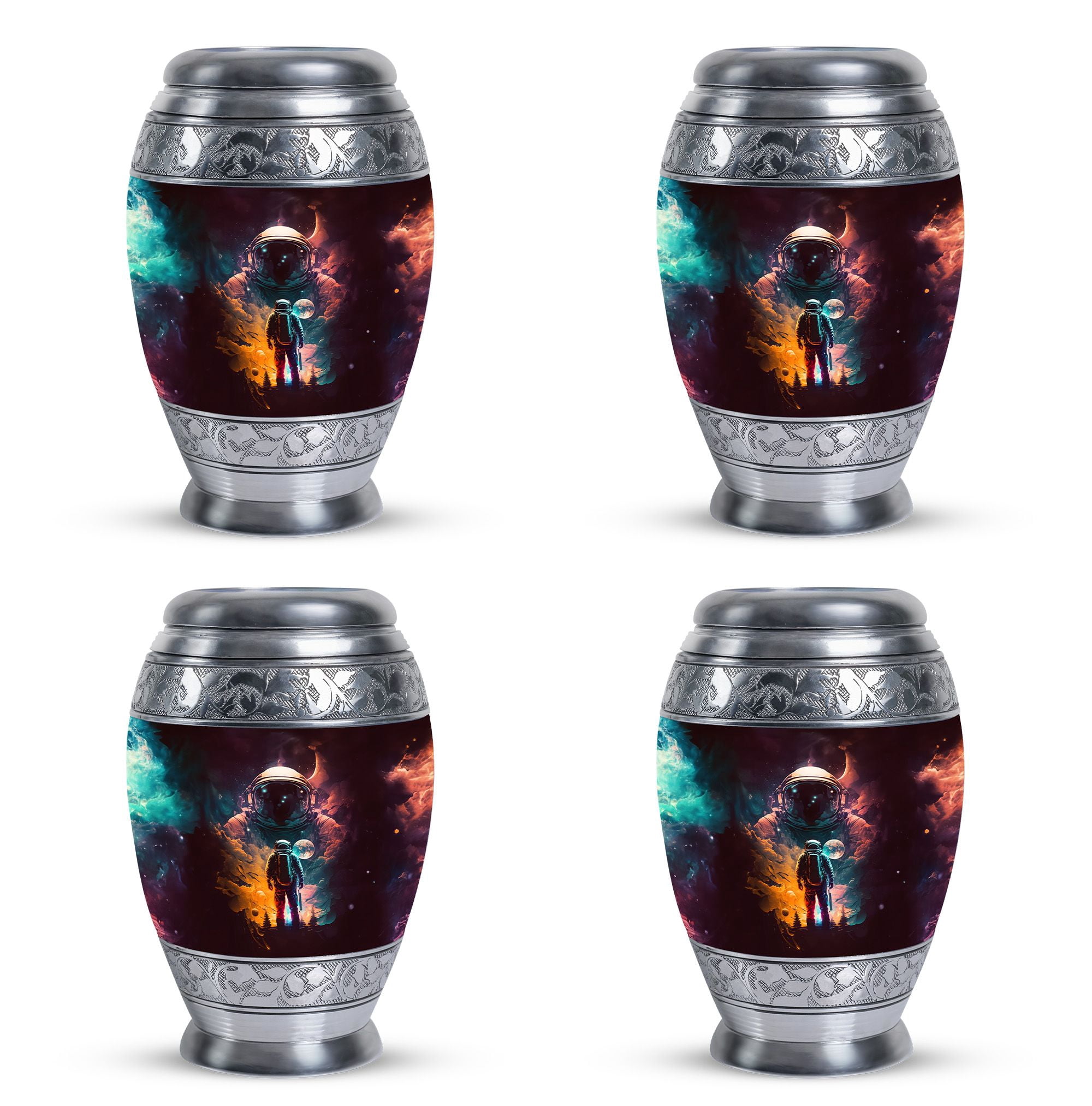 Astronaut Space Pink Sky View - Set Of 4 Keepsake Urns - Small ...