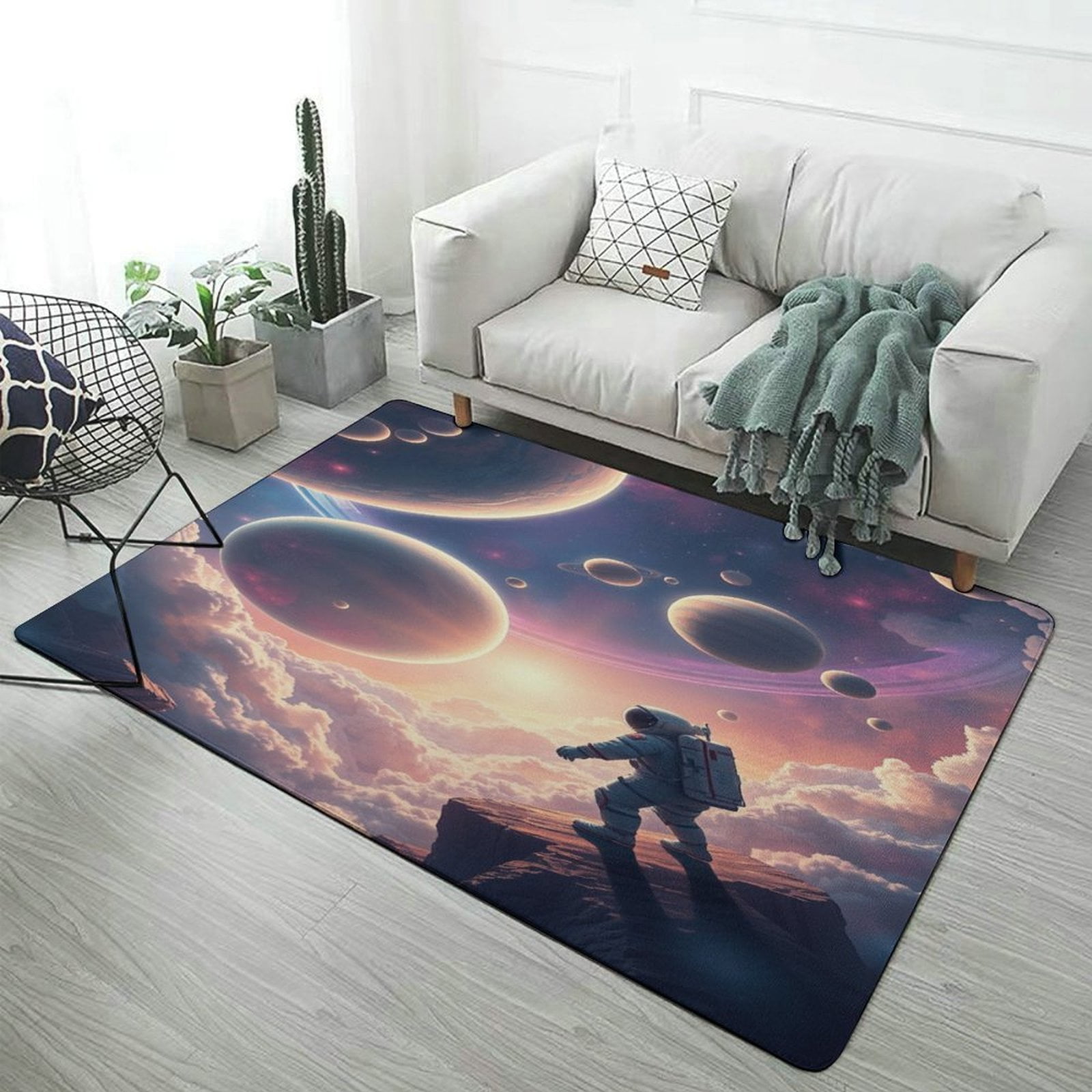 Astronaut Space Planets Carpet Rug for Home Living Room Bedroom Sofa ...
