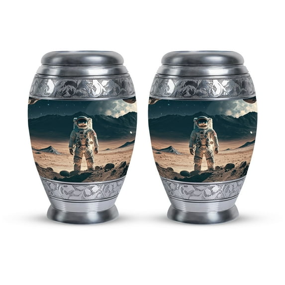Astronaut Space Small Keepsake Urns Set of 2 - Mini Cremation Urns for ...