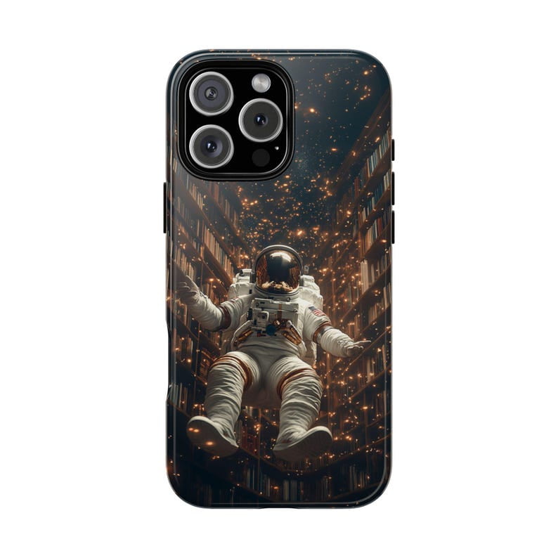 Astronaut Spaceman Floating Library Books Cosmic Surreal Phone Case ...