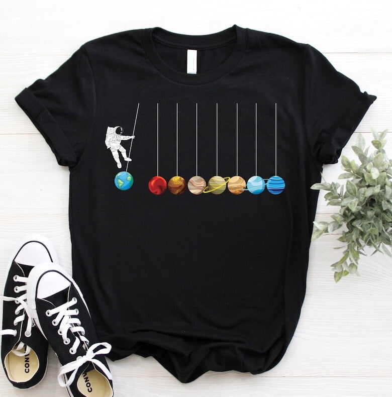 Astronaut Spaceman Planets Space Dwarf Solar System Astronomy T-Shirt ...