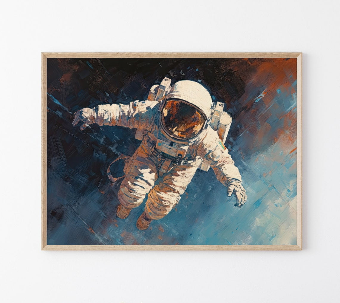 Astronaut Spacewalking In Beautiful Space Original Painting Artwork ...