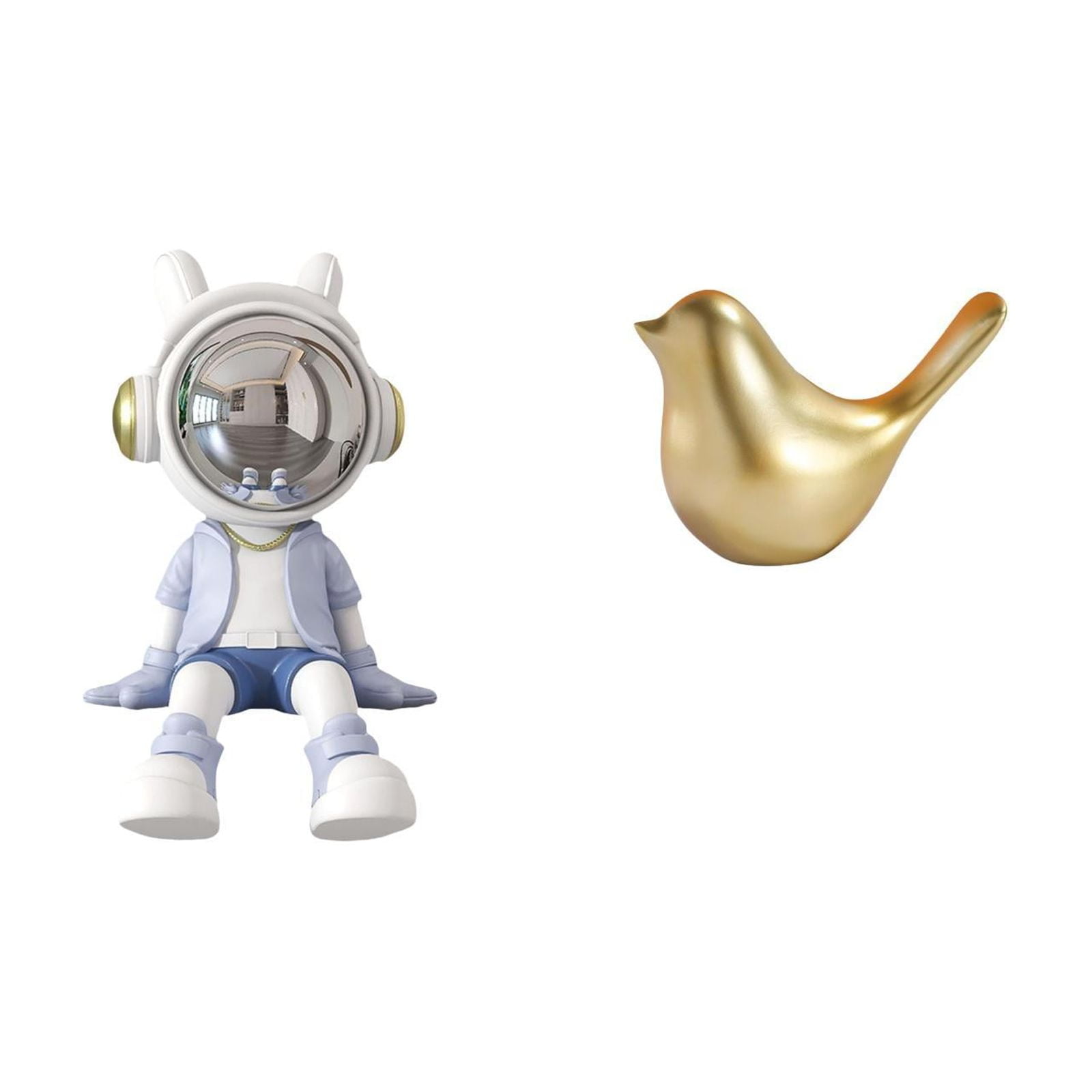 Astronaut Statue Bird Figurine Resin Material Modern Shelf Decor for ...