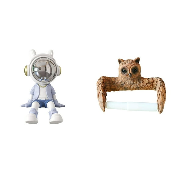 Astronaut Statue Toilet Paper Holder Owl Sculpture Resin Material for ...