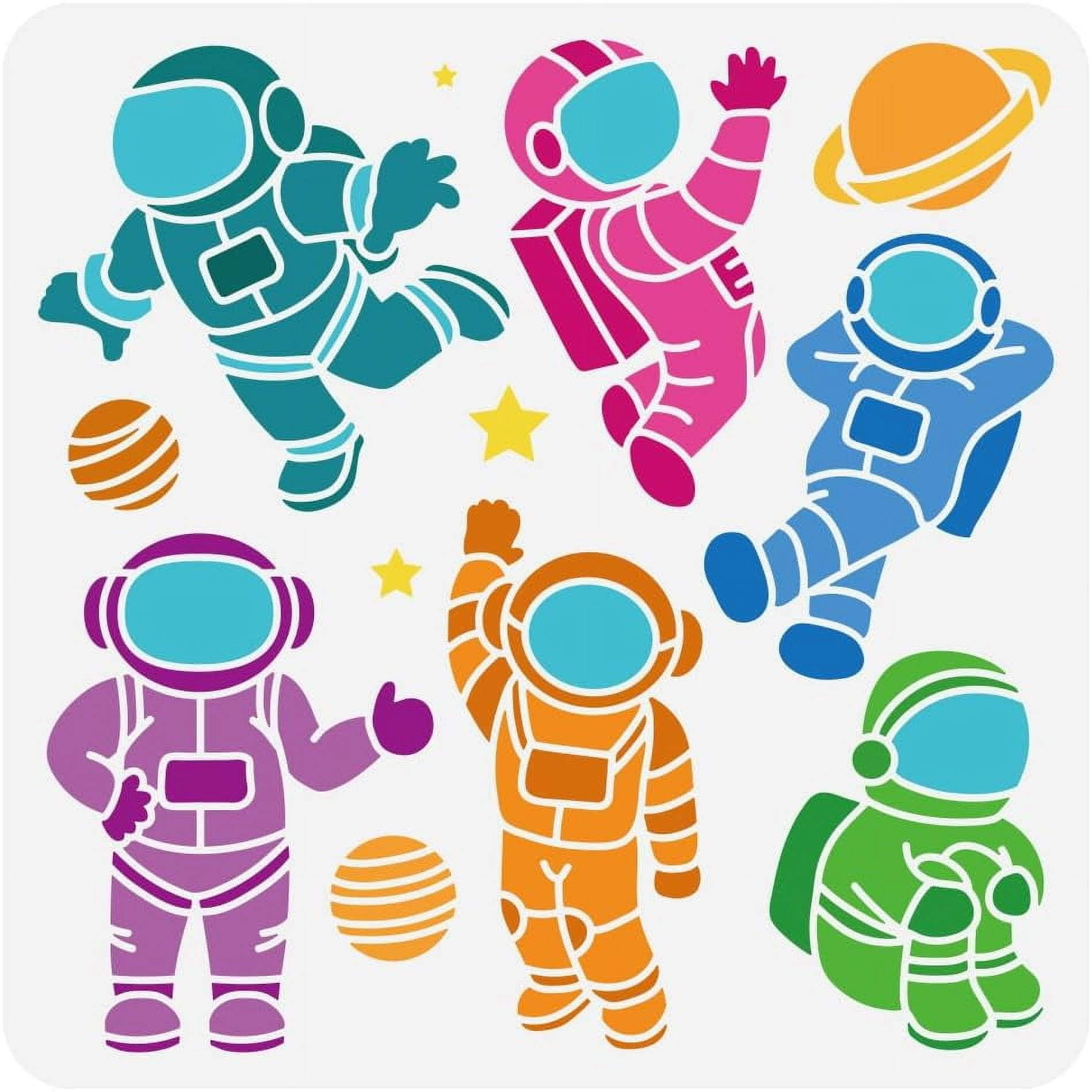 Astronaut Stencil for Painting 11.8x11.8 inch Spaceman Stencil Planet ...