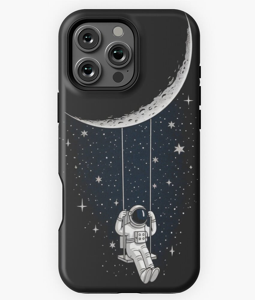 Astronaut Swinging on Moon Swing Phone Case for iPhone 16 15 14 13 12 ...