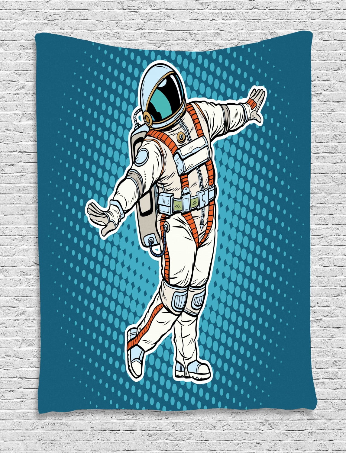 Astronaut Tapestry, Cartoon Style Retro Comic Style Professional Man in ...