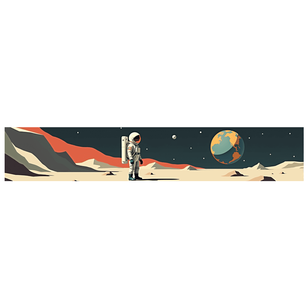 Astronaut Themed Backdrop Banner, Space Exploration Elements, Earth and ...