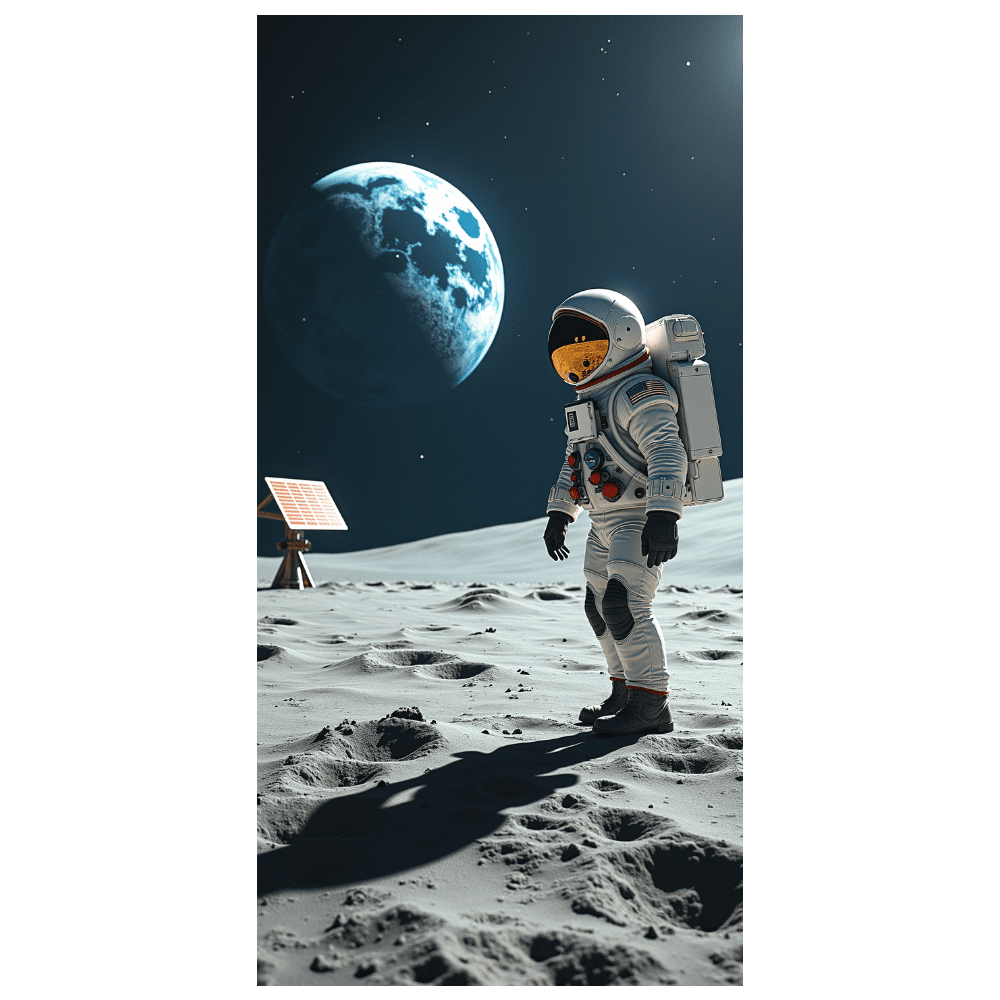 Astronaut Themed Backdrop Banner, Space Exploration Elements, Earth and ...