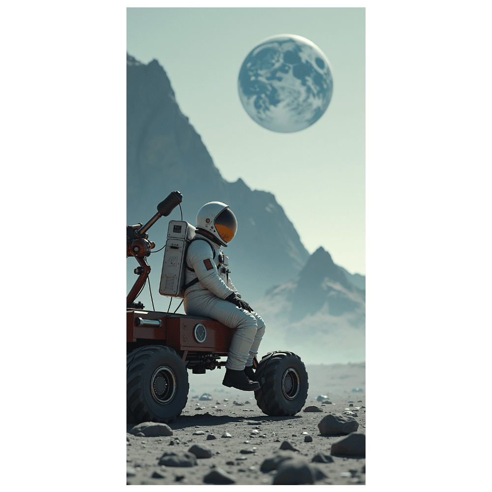 Astronaut Themed Backdrop Banner, Space Exploration Elements, Earth and ...