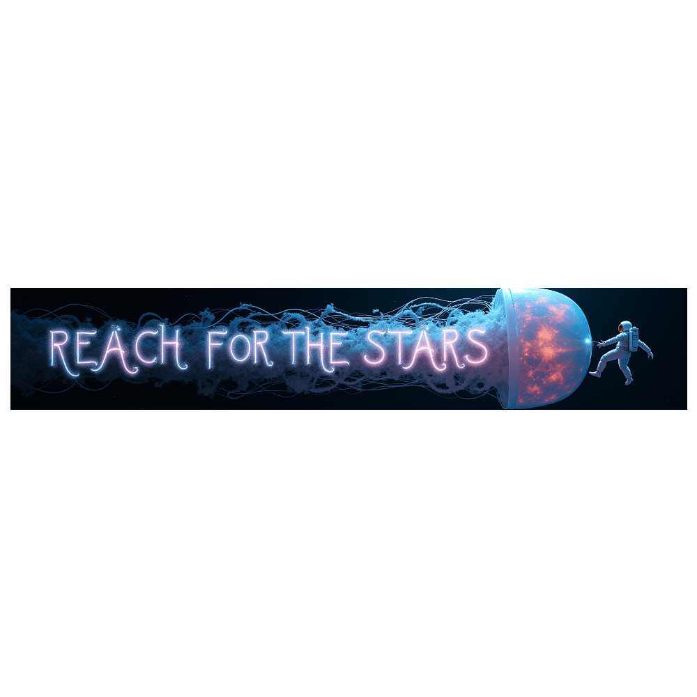 Astronaut Themed Ice Block Style Banner Reach Stars Design Party ...