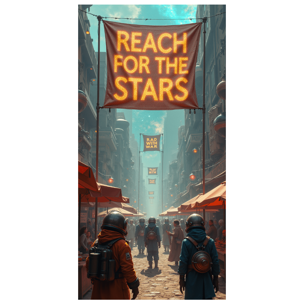 Astronaut Themed Ice Block Style Banner with Reach for the Stars ...