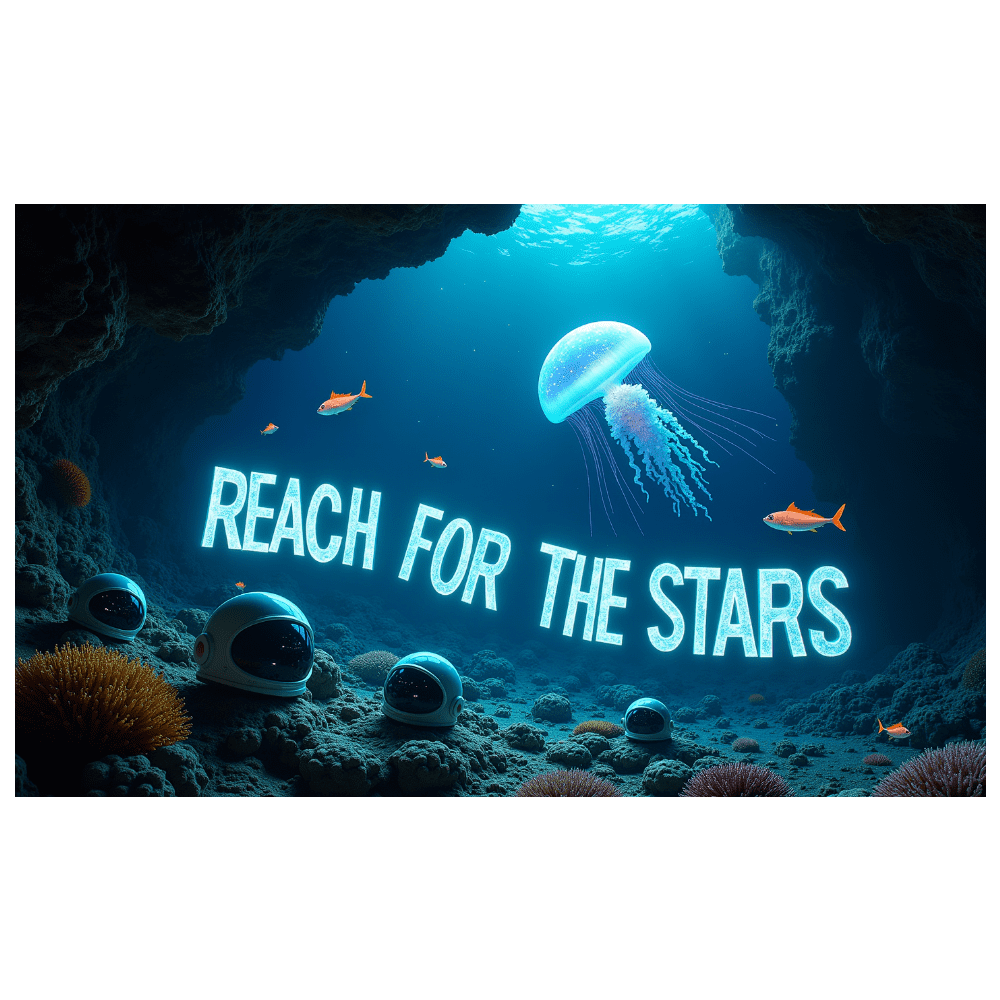 Astronaut Themed Ice Block Style Banner with Reach for the Stars ...