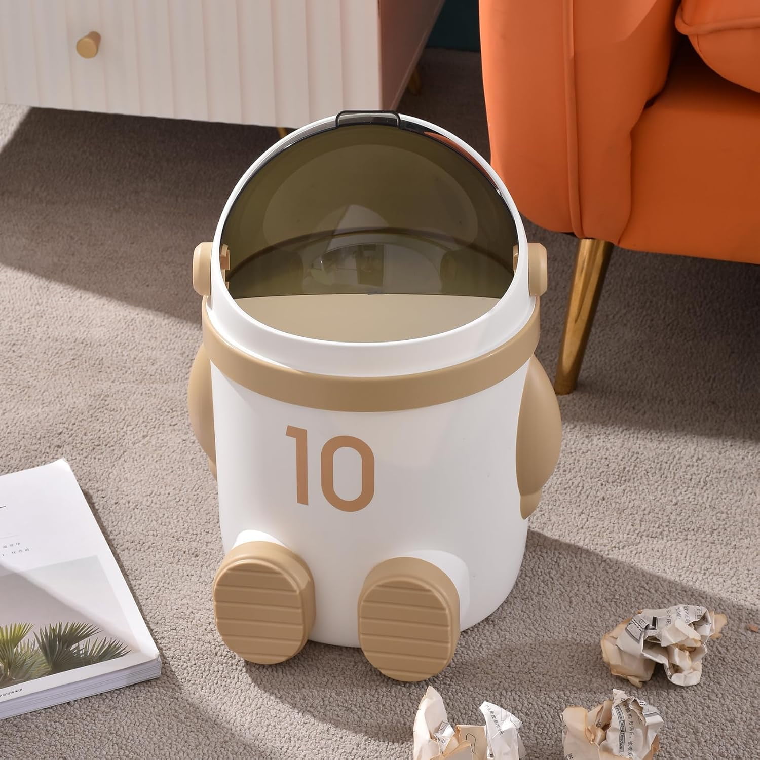 Astronaut Trash Can, 12 Liter /3.2 Gallon Bathroom Trash Can with Lid ...