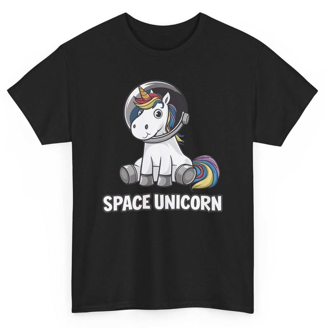 Astronaut Unicorn Funny T-shirt - Rainbow Space Spaceman Graphic Tee ...