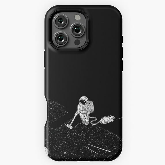 Astronaut Vacuuming Space Sci-Fi Cartoon Illustration iPhone Case 17 to ...