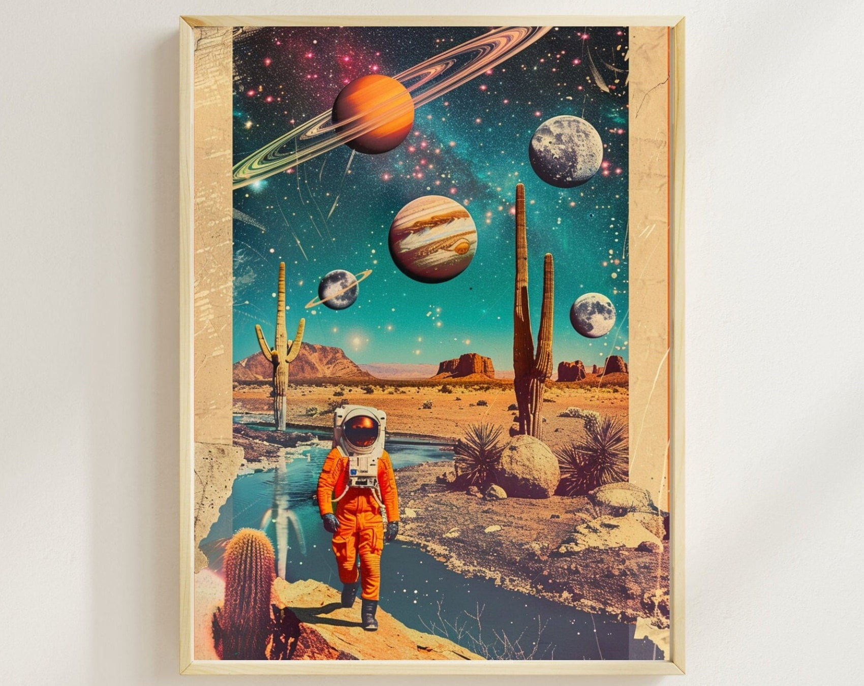 Astronaut Wall Art Futuristic Space Art Print Vintage Retro Space ...