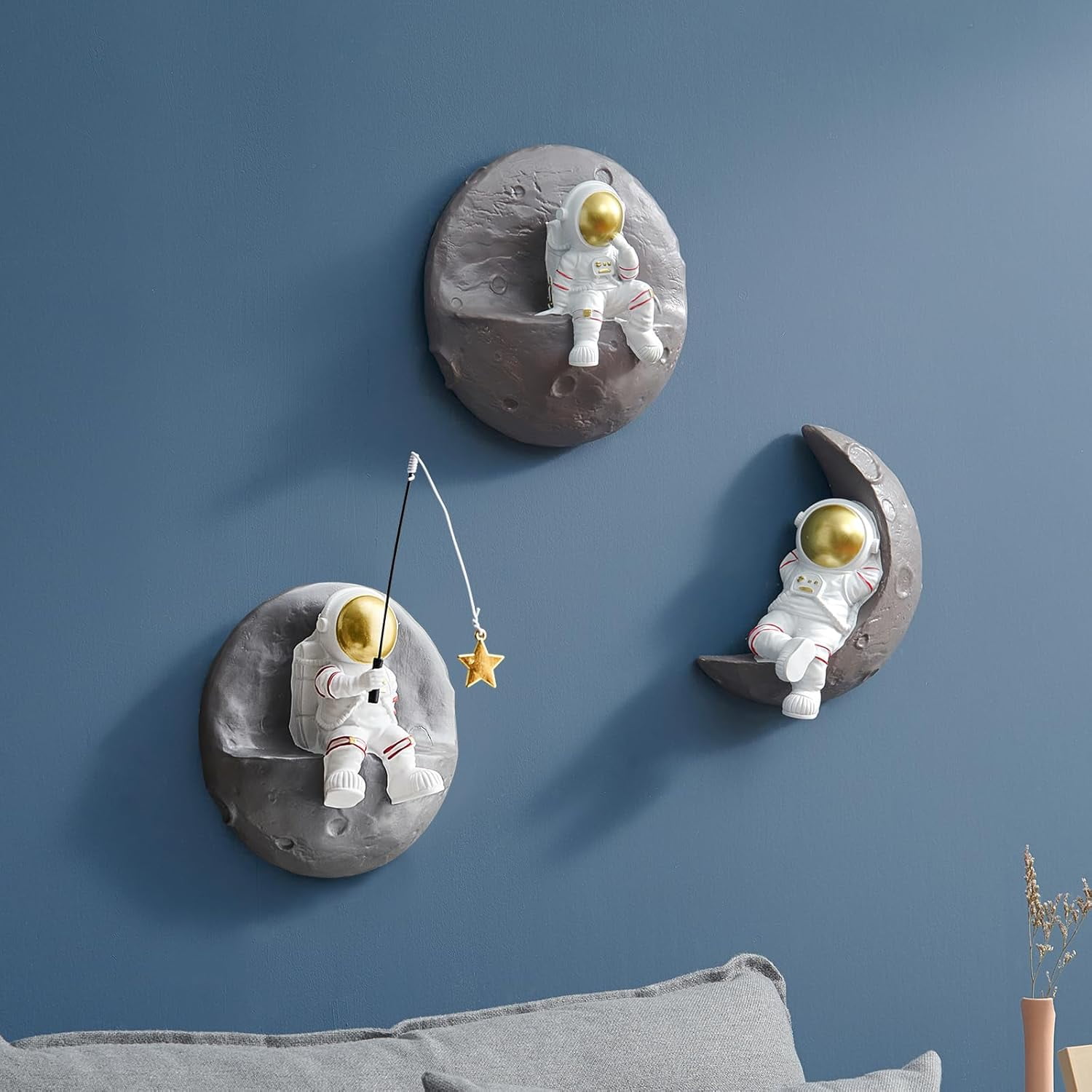 Astronaut Wall Decor Set: Space Sculpture for Boys Room, Outer Space ...