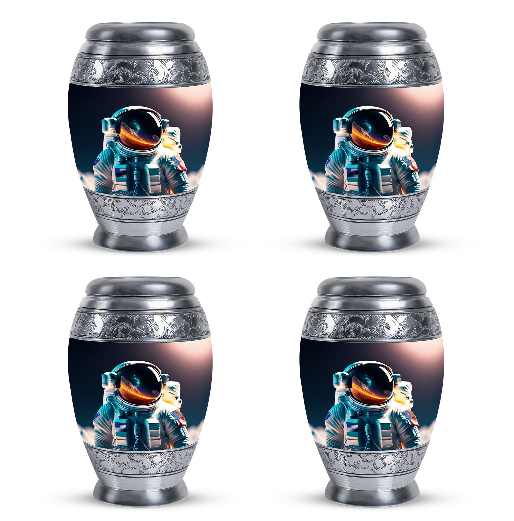 Astronaut With Planet Sunset Tribute Human Remains Urn - Memorial Urns - Urn For Mom & Dad ...