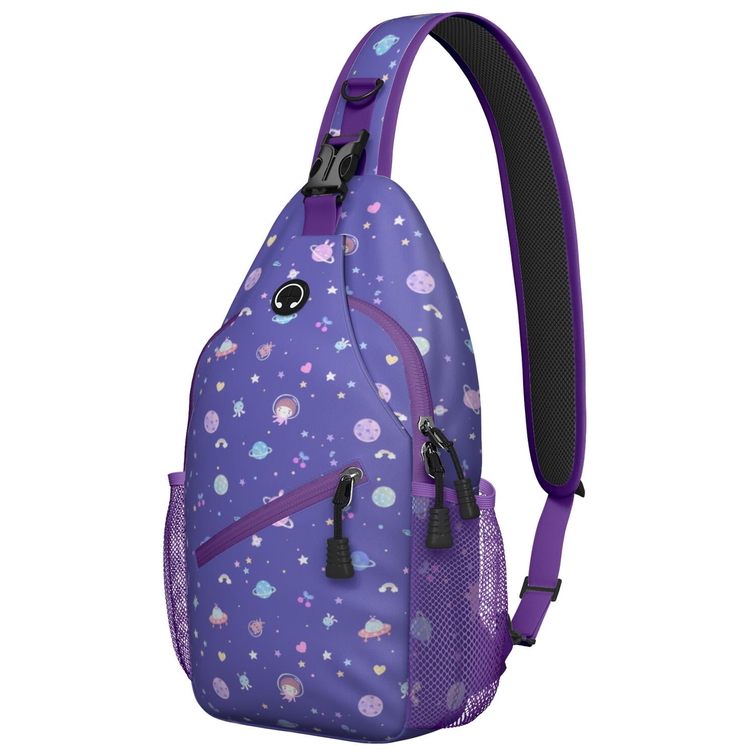 Astronaut and Alien Sling Backpack, Starry Night Sky Design, Spacecraft ...