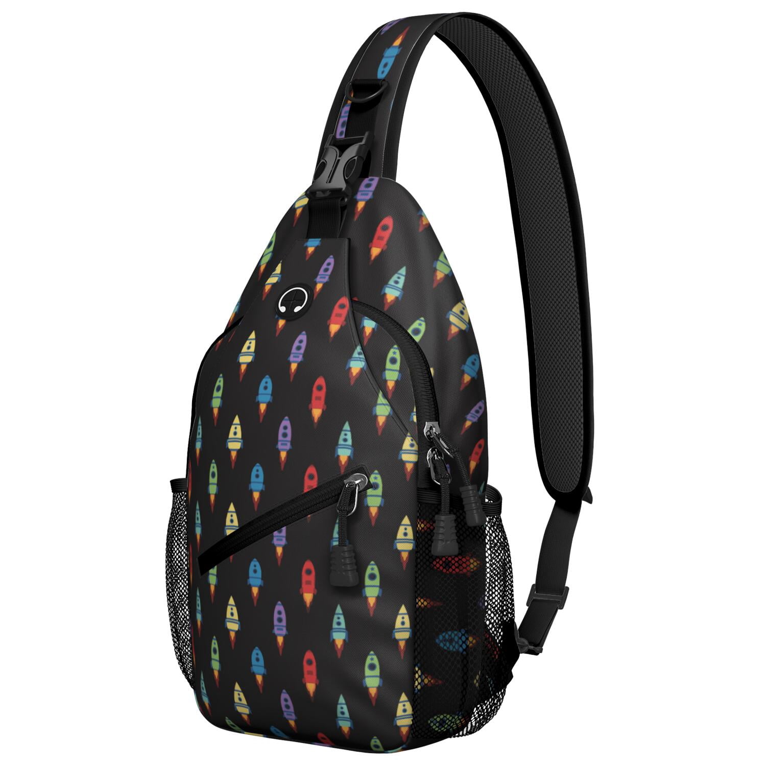 Astronaut and Alien Sling Backpack, Starry Night Sky Design, Spacecraft ...