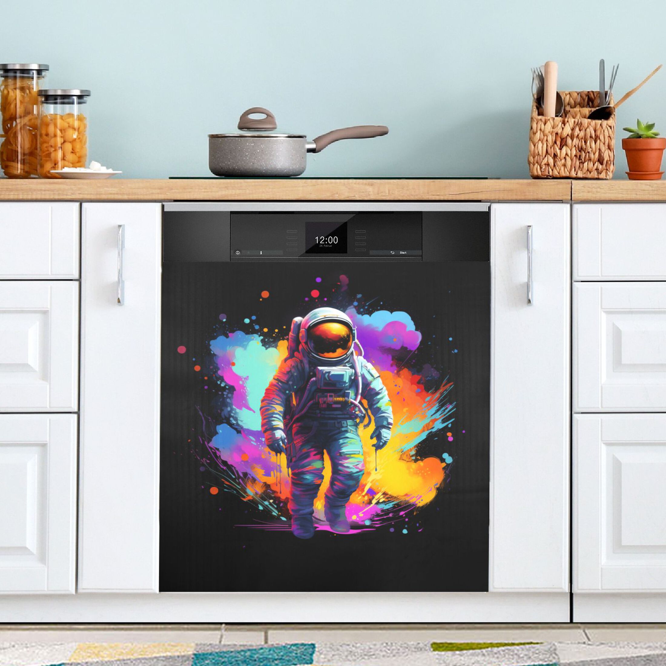Astronaut and Colorful Smoke Magnetic Dishwasher Covers Refrigerator ...
