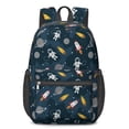 Astronaut and Rocket Black Pattern 17" School Backpacks for Teens ...