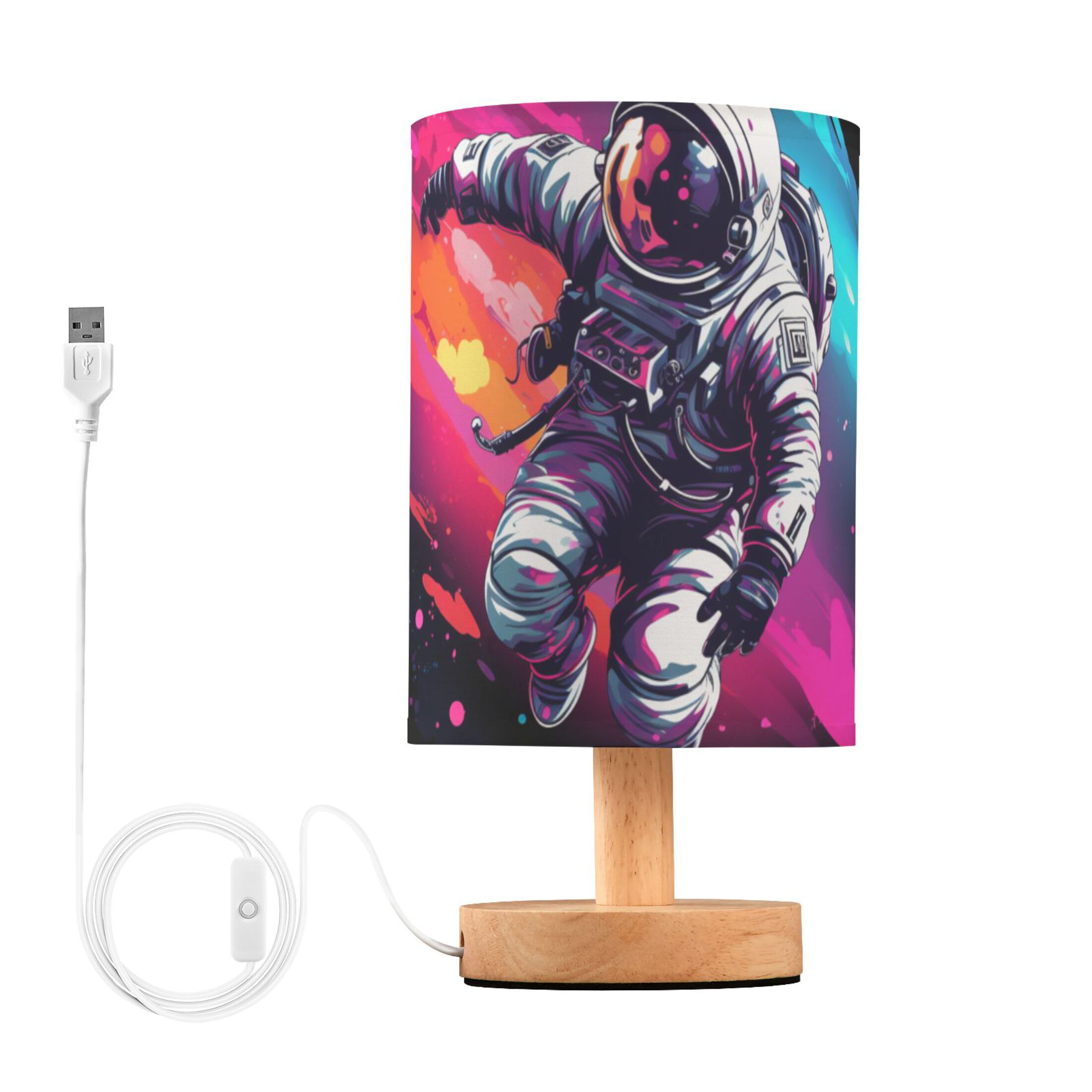 Astronaut in Colorful Space Bedside Desk Lamp LED Table Nightstand ...