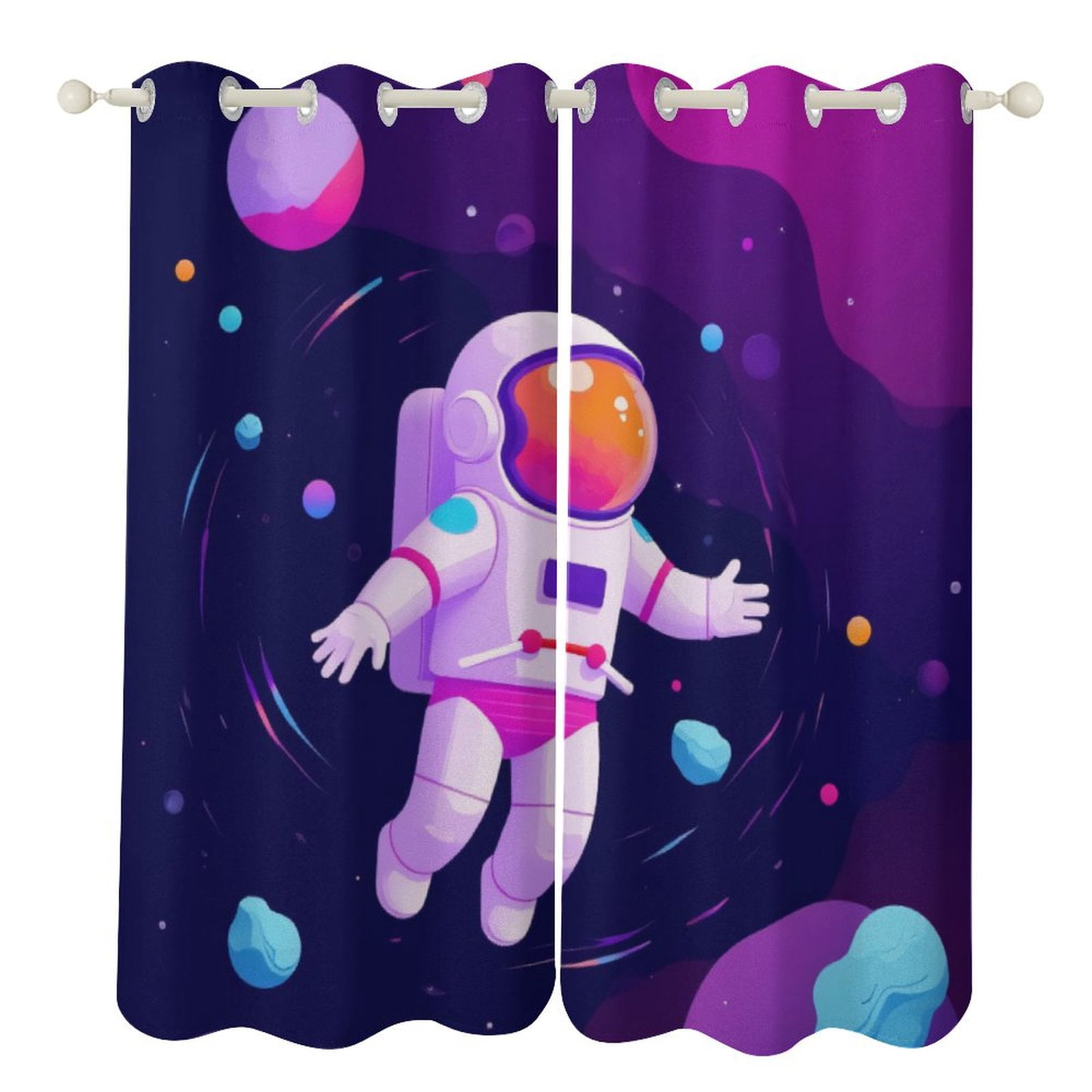 Astronaut in Cosmic Orbit 2 Panels 3D Printing Pattern Curtain for ...