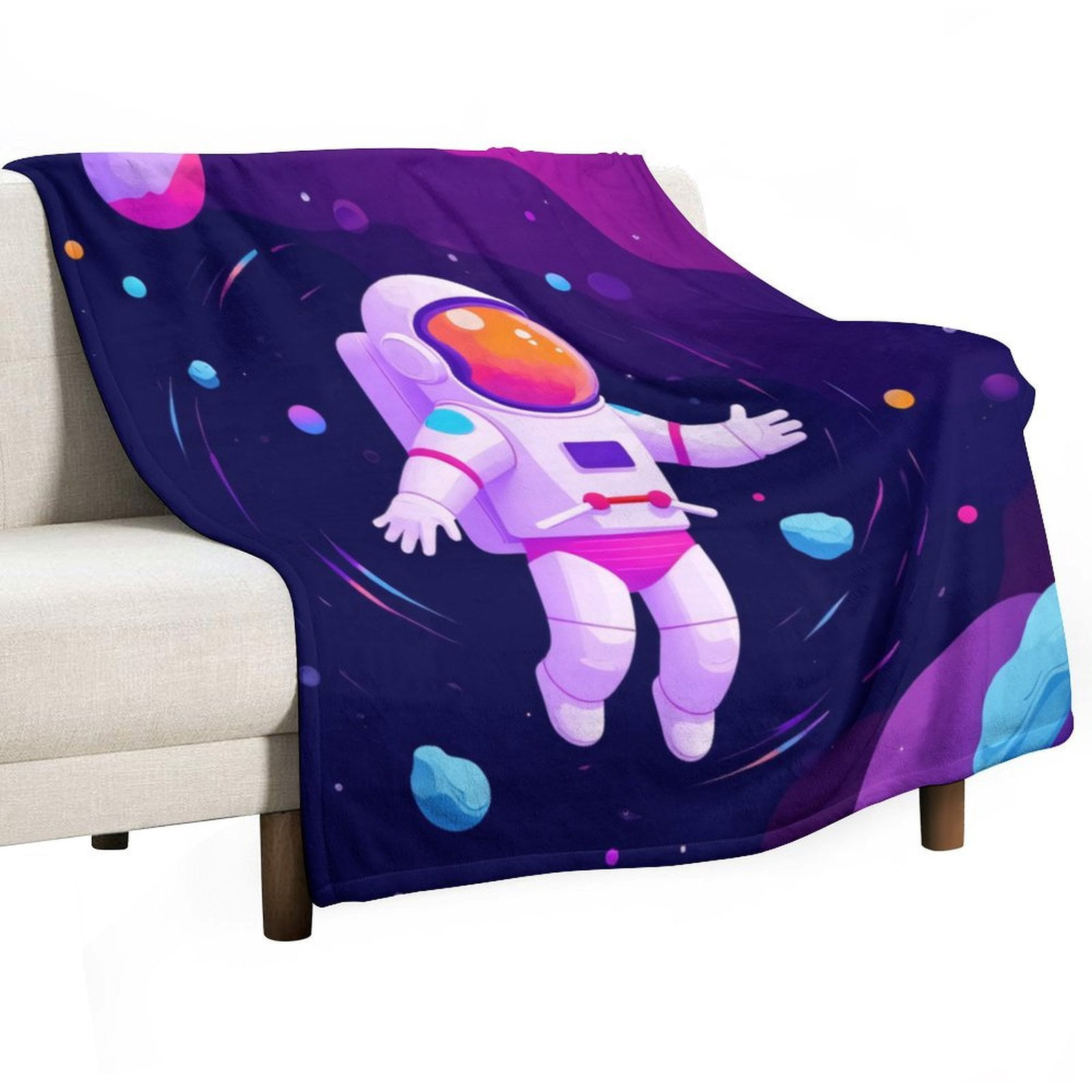 Astronaut in Cosmic Orbit Throws Blankets for Sofa Bed Winter Plush ...