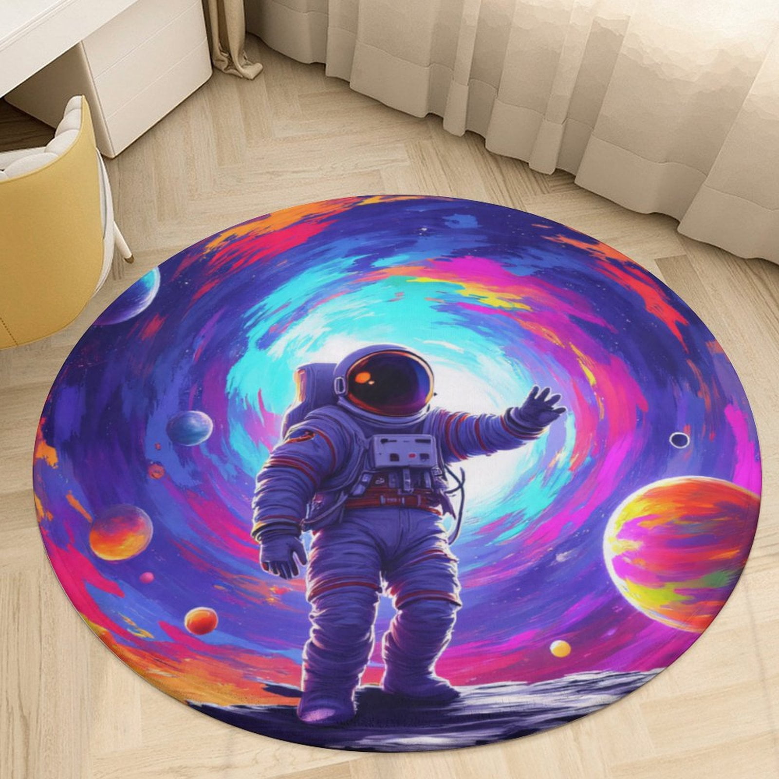 Astronaut in Cosmic Vortex-1 Round Area Rugs for Bedroom Living Room ...