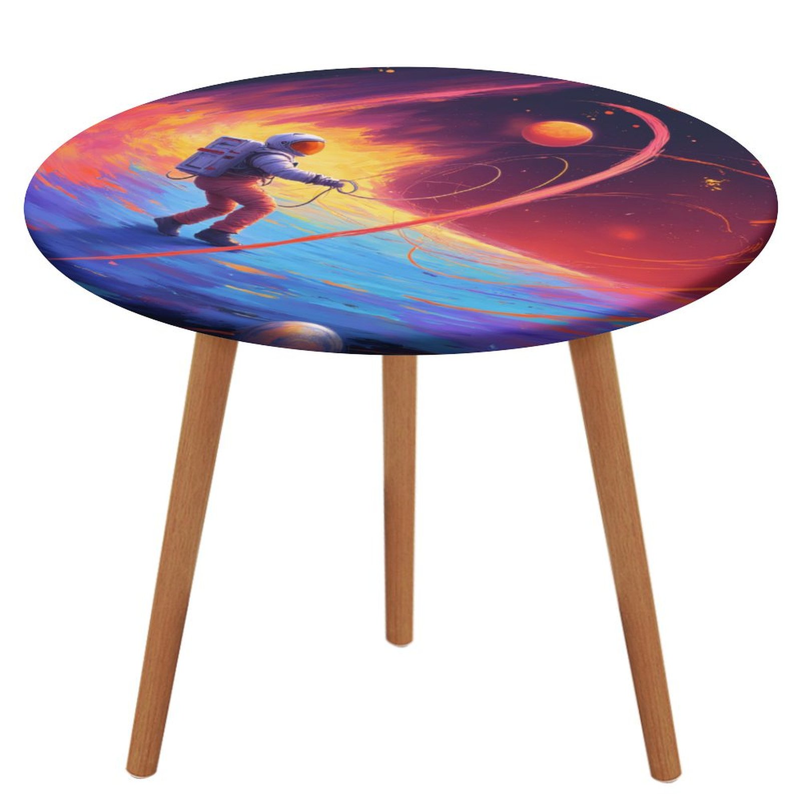 Astronaut in Space Nebula Pattern Round Tablecloth Waterproof Elastic ...