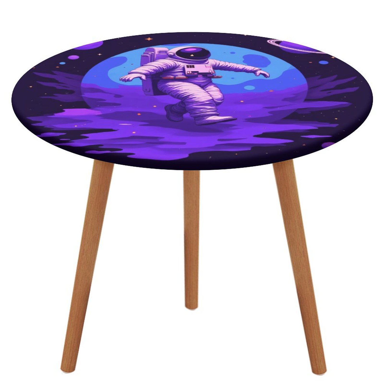 Astronaut in Space with Planets Pattern Round Tablecloth Waterproof ...
