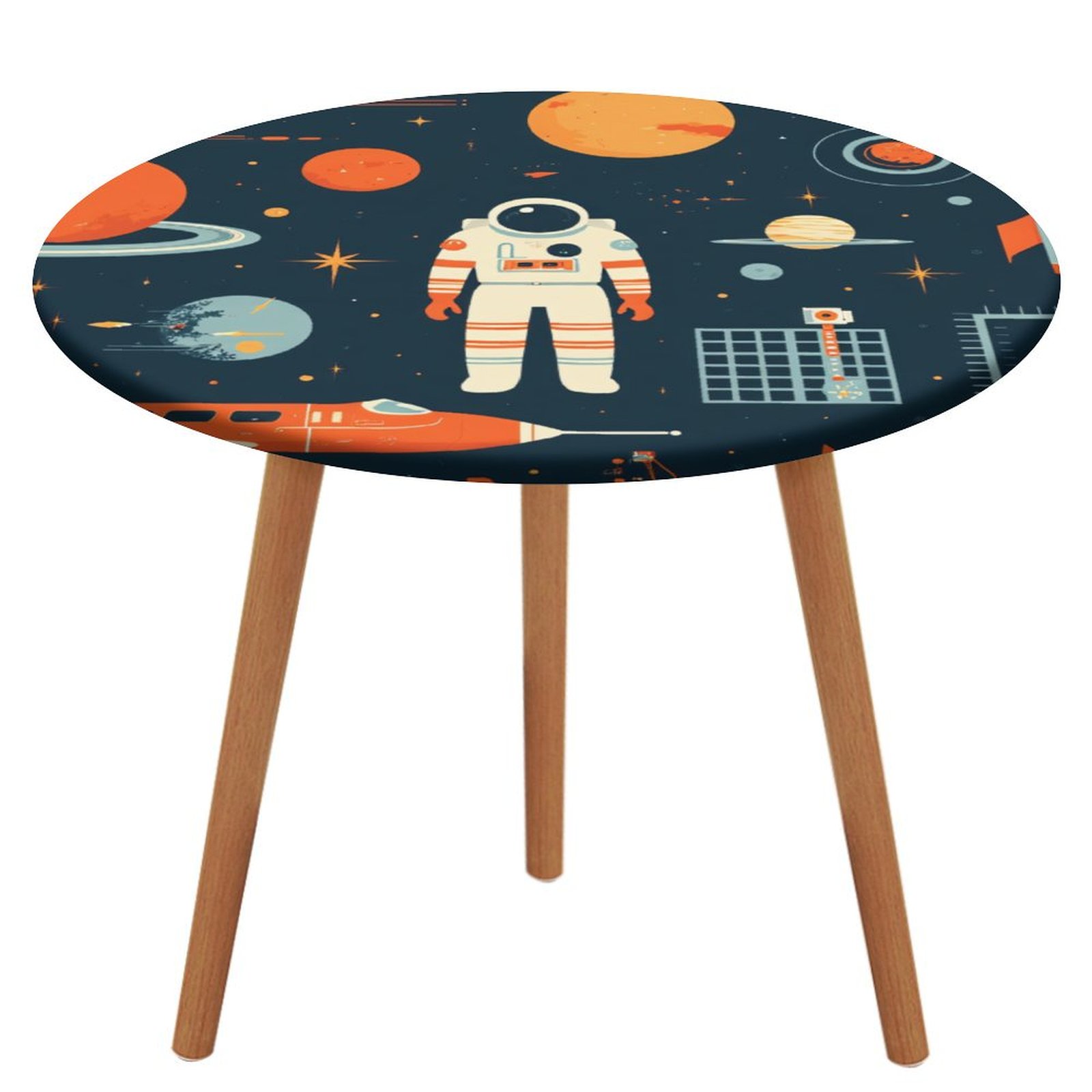 Astronaut in Space with Planets Pattern Round Tablecloth Waterproof ...