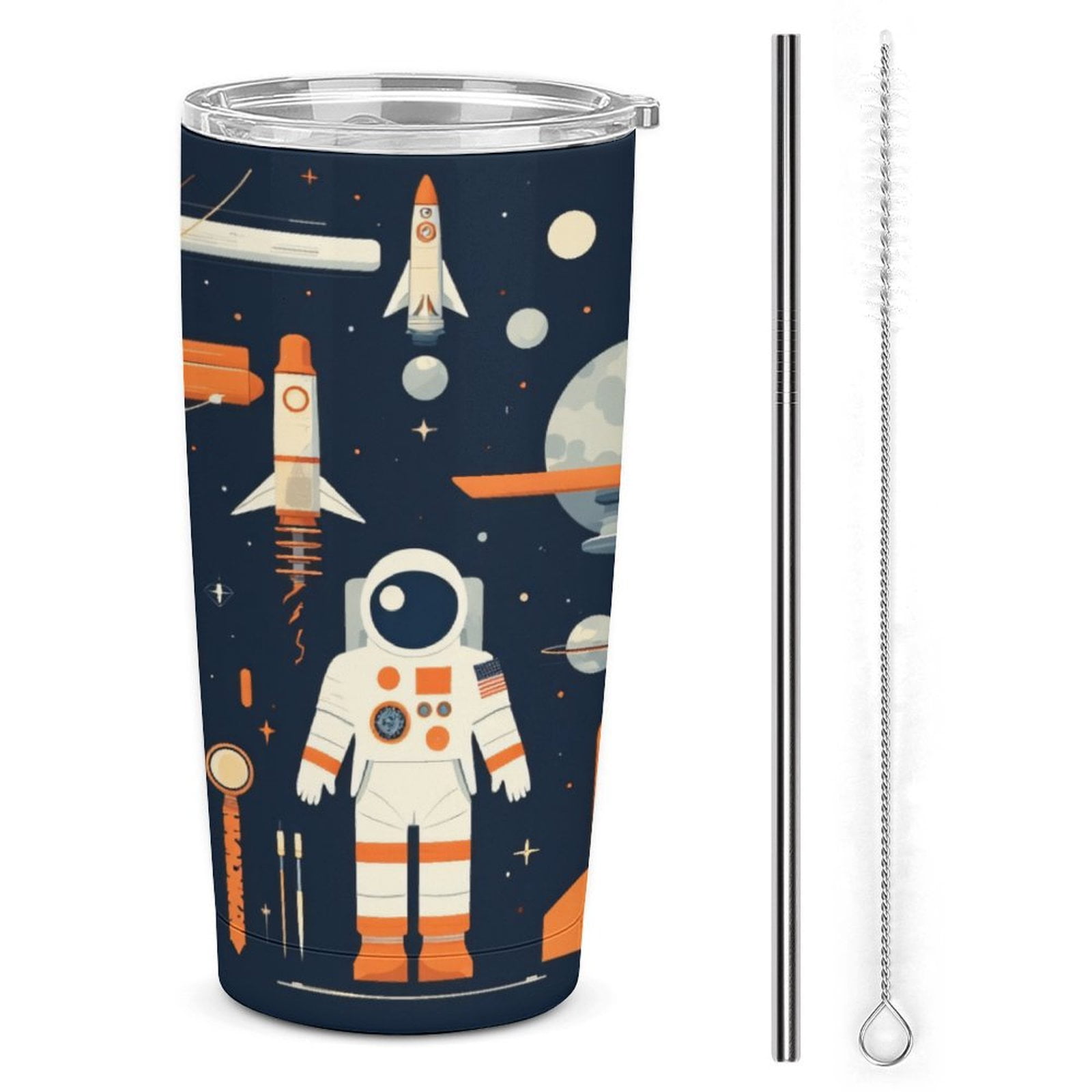 Astronaut in Space with Rockets Tumbler with Lids And Straws Insulated ...