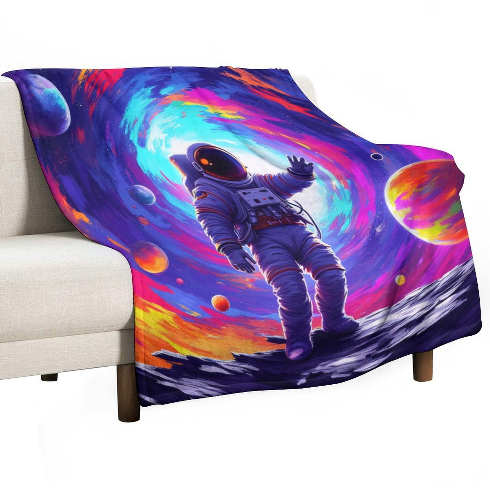 Astronaut in Vivid Space Blankets Bedroom Living Room Sofa Throw ...