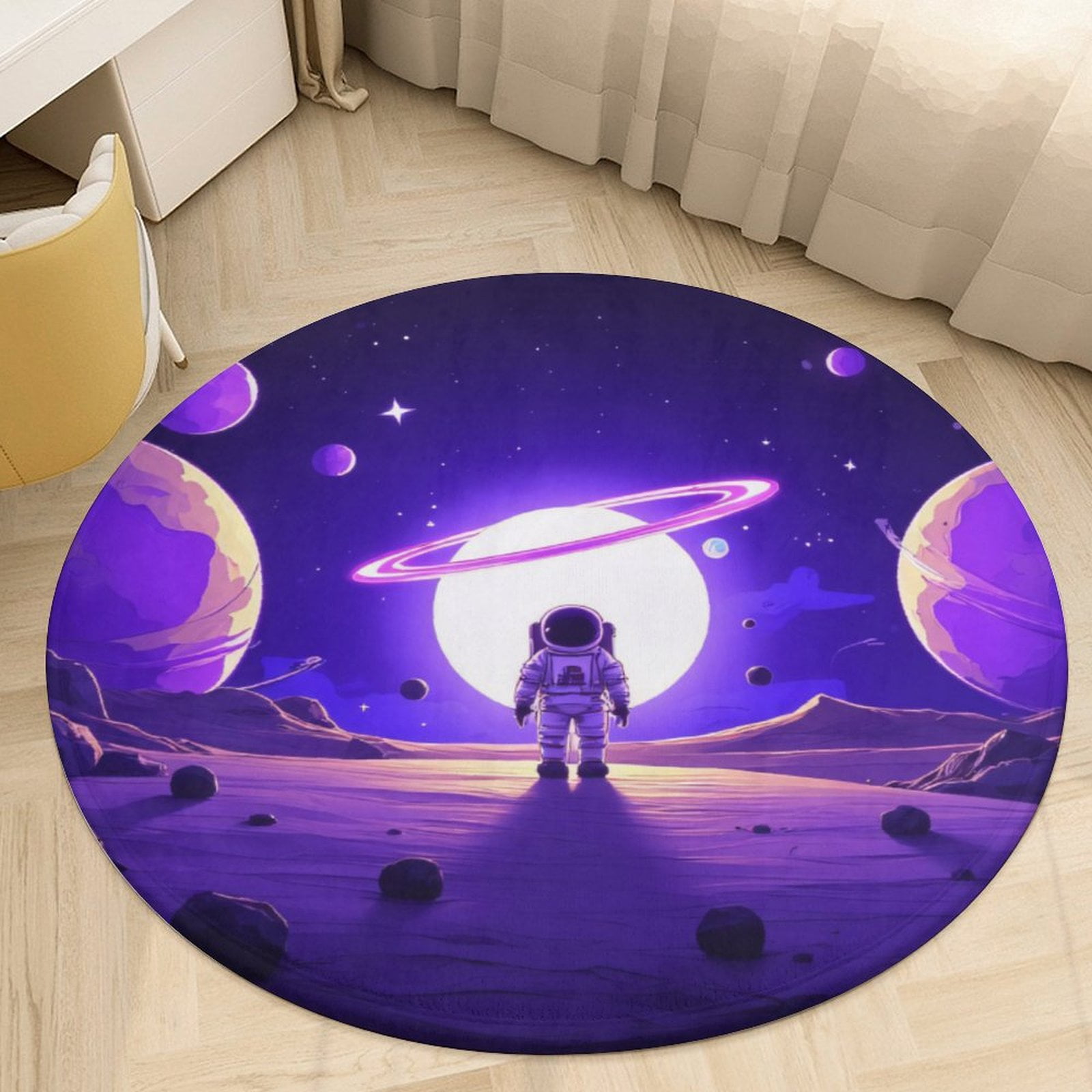 Astronaut on Alien Planet Round Area Rugs for Bedroom Living Room, 6FT ...