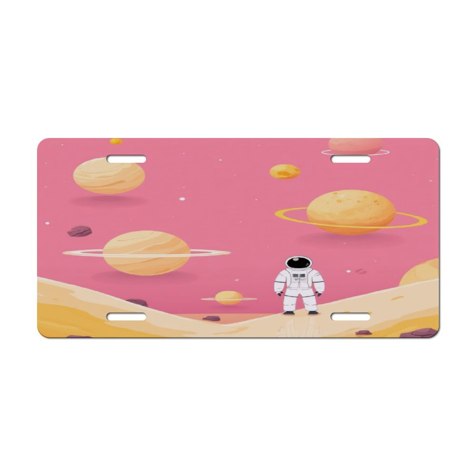 Astronaut on Mars with Planets License Plate Lightweight Aluminum ...