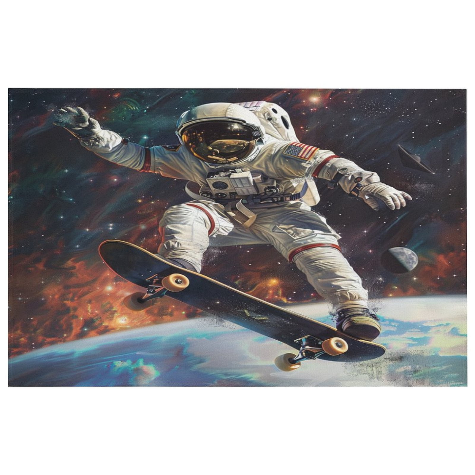 Astronaut on Skateboard Adult Home Decor Bedroom Living Room Crystal ...