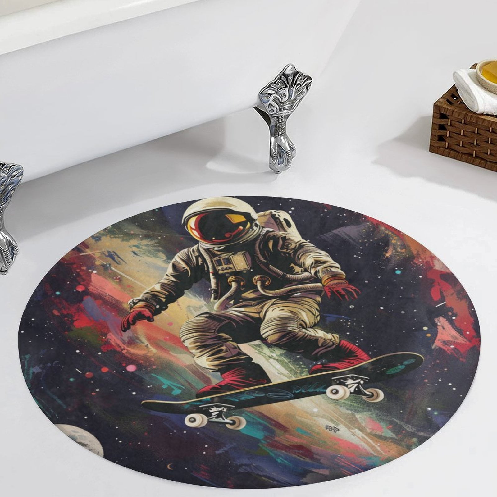 Astronaut on Skateboard Area Round Carpet Living Room Bedroom Rugs Door ...