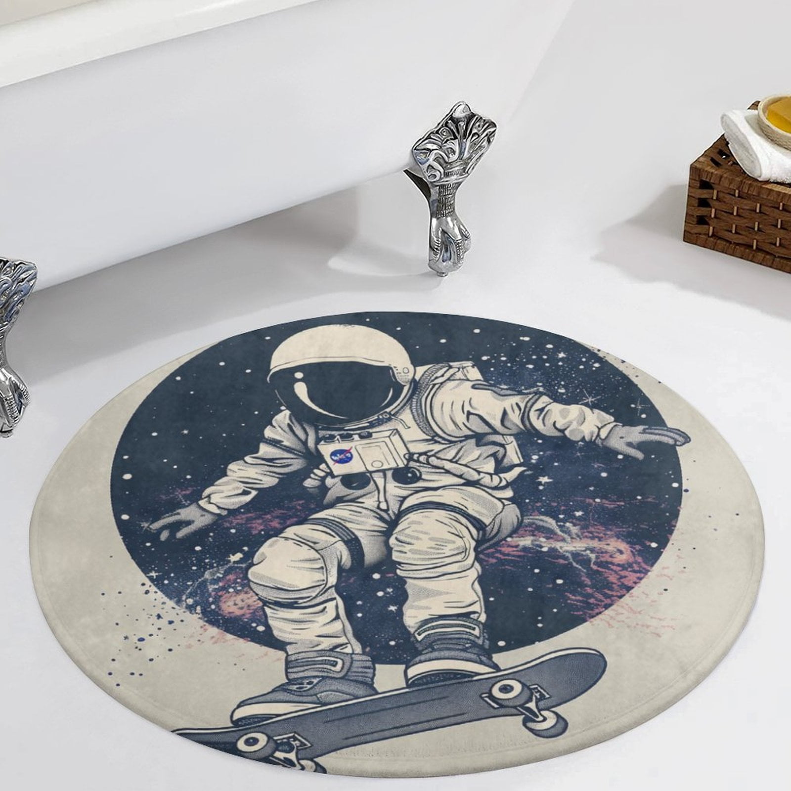 Astronaut on Skateboard Area Round Carpet Living Room Bedroom Rugs Door ...
