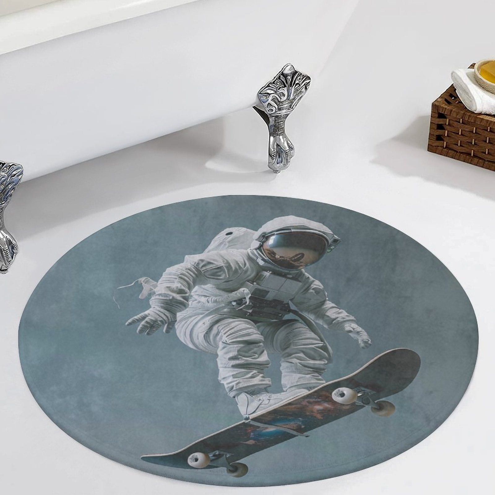 Astronaut on Skateboard Round Area Carpets Living Room Room Chair Area ...