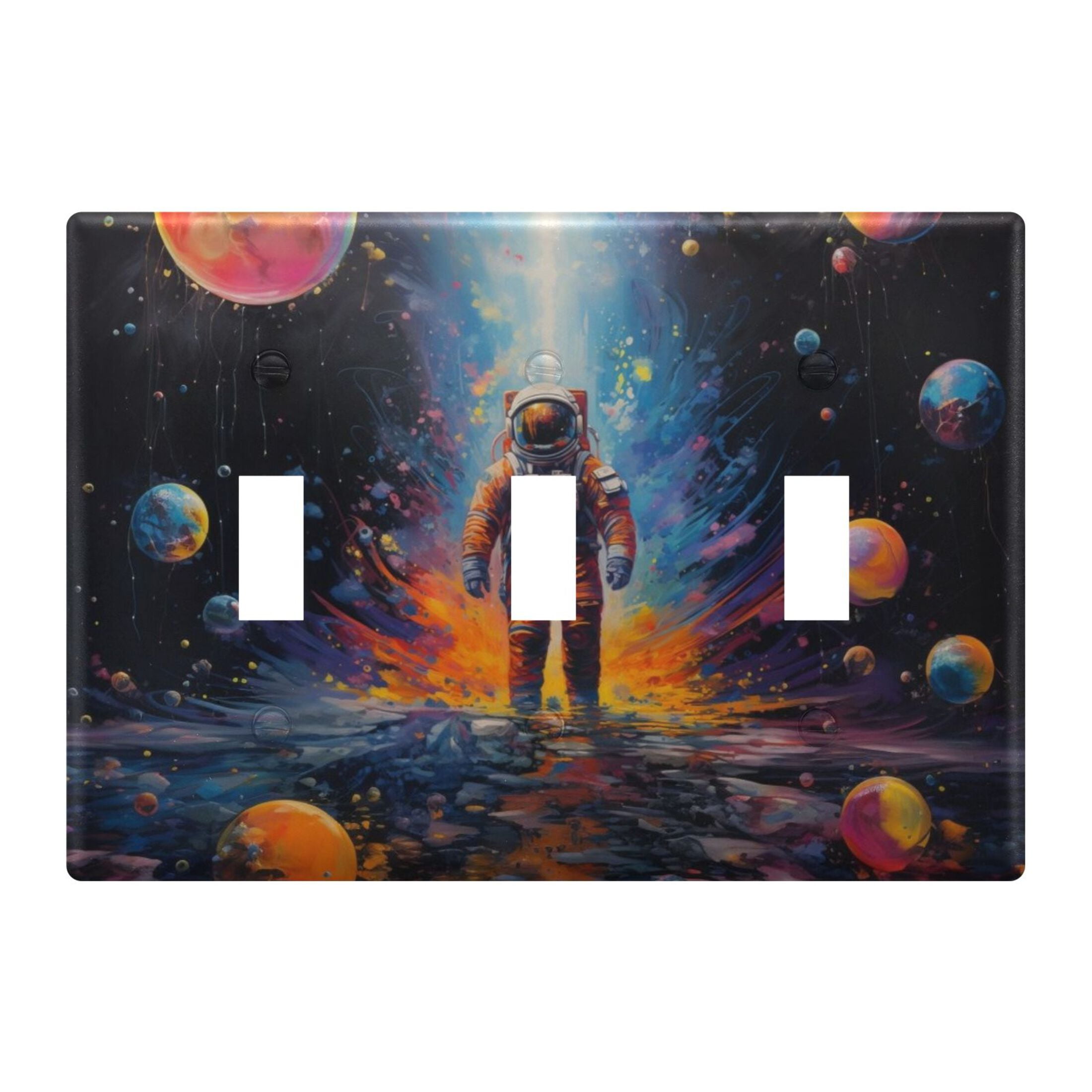 Astronaut on Water and Bubbles Light Switch Plate Covers 3 Gang Wall ...
